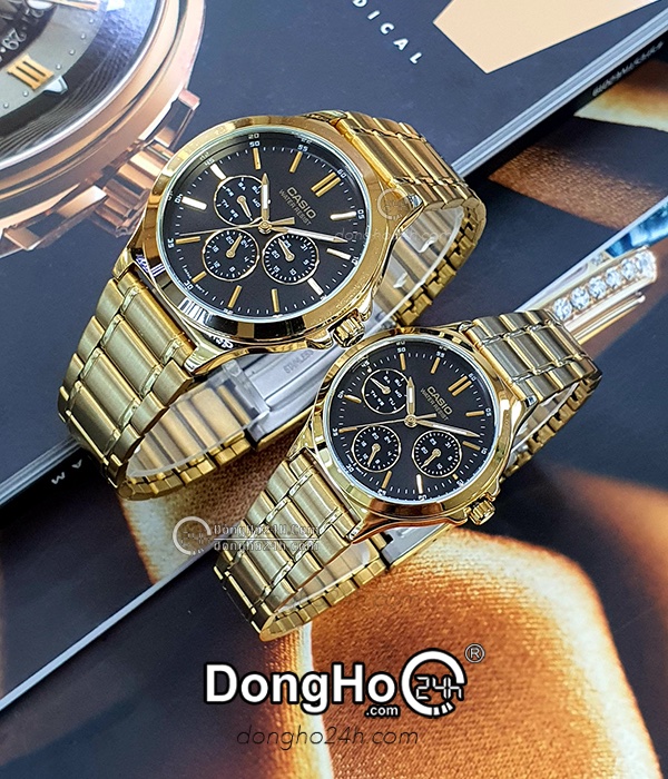 Casio Cặp (MTP-V300G-1AUDF - LTP-V300G-1AUDF) Quartz (Pin) Dây Kim Loại - Chính Hãng